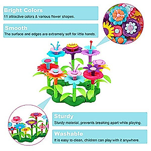 FLYINGSEEDS 46 PCS Flower Garden Building Toys for Girls, STEM Toy Gardening Pretend Play Set for Kids, Girls Favor Stacking Game for Toddlers, Preschooler Age 3 4 5 6 7 8 Year Old