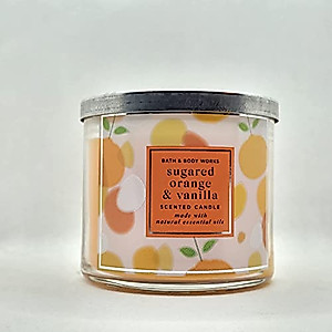 Bath & Body Works, White Barn 3-Wick Candle w/Essential Oils - 14.5 oz - 2022 Spring Scents! (Sugared Orange & Vanilla)