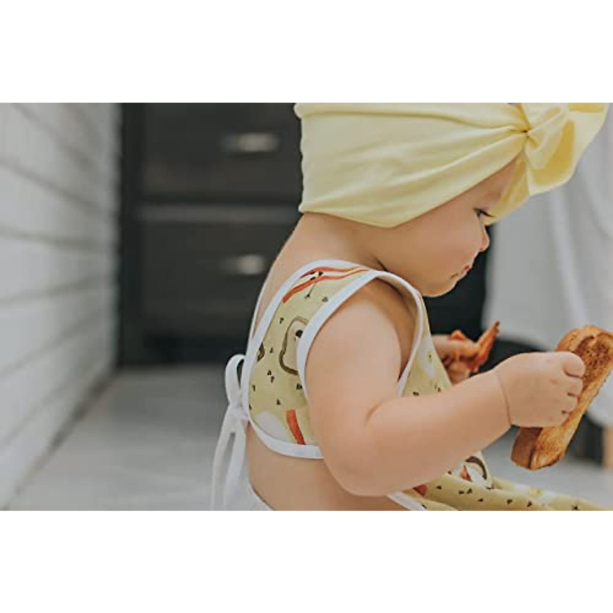 BapronBaby Eggs & Bacon Bapron - No Neck Tie Safer Bib for Baby & Toddler - Soft Waterproof Stain Resistant - Machine Washable - Sz Baby/Toddler 6m-3T