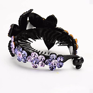 Rhinestone Flower Hair Claw Ponytail Holder Women Hairpin Shark Clip Crab Clips Styling Headwear For Mom(grey)