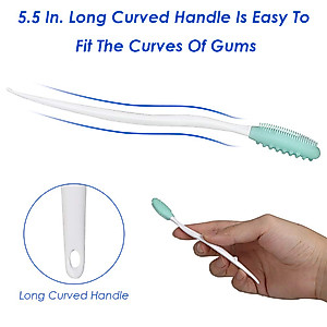 AUTOWT Dog Toothbrush, 4 Packs Silicone Pro Double-Sided Soft Comfort Gentle Dental Brushes Set Kit with 5.7 inches Curved Long Handle for Puppy Small Medium Dogs Cats Most Pet (Set 1)