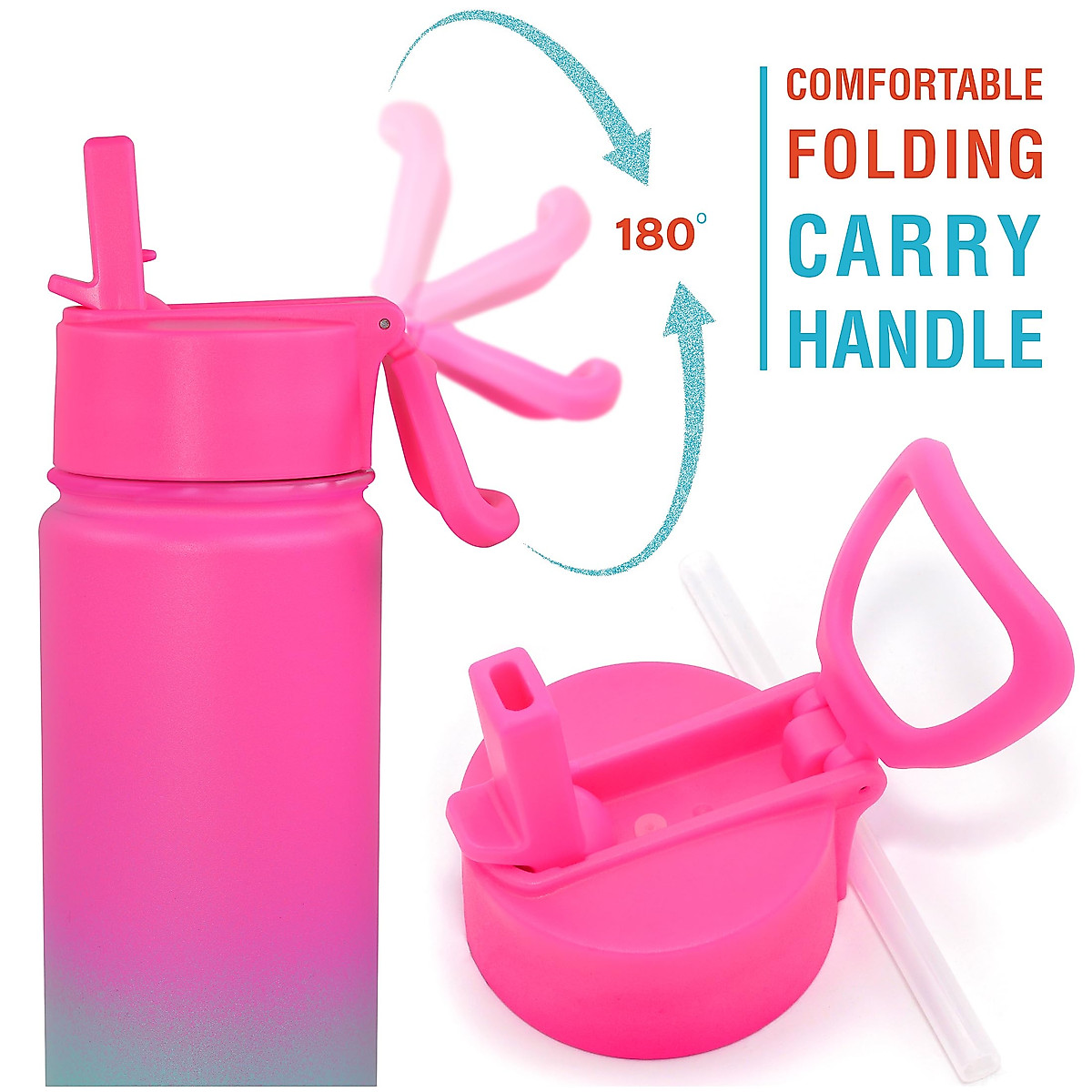 CHILLOUT LIFE 17 oz Insulated Water Bottle with Straw Lid for Kids and Adult + 20 Funny Waterproof Stickers - Perfect for Personalizing Your Kids Metal Water Bottle