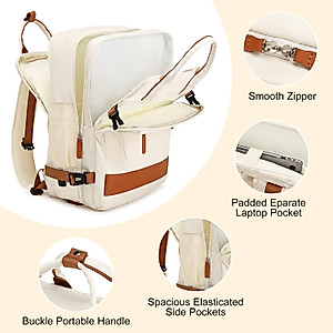 InduSKY Large Travel Backpack for Women, 40L Carry On Backpack Airline Flight Approved with USB Charging Port Shoes Compartment, Personal Luggage Backpack Casual Daypack 15.6 Inch Laptop Backpack