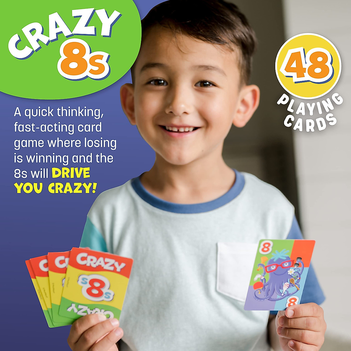 Peaceable Kingdom Crazy 8s Card Game for Kids - Funny Animal Illustrations