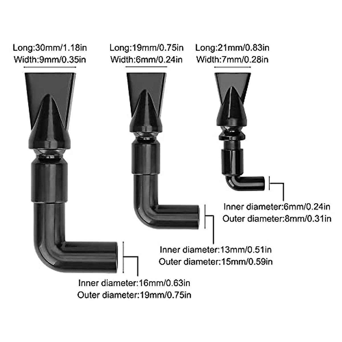 MiOYOOW 3PCS Aquarium Pump Duckbill Nozzle, 360° Adjustable Water Return Outlet Nozzle for Aquariums Fish Tanks