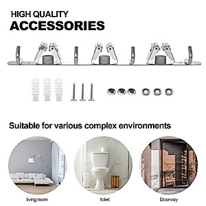 2 Pack 3 Racks and 4 Hooks Broom Holder Wall Mount SUS 304 Stainless Steel Brushed Garage Organizer Storage Tool Racks Self Adhesive Heavy Duty Broo Hangers for Home Laundry Room Garden Kitchen