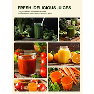 Masticating Juicer Machines, Reemix Cold Press juicer Machine Compact Size, Juice Extractor, Nutrient and Vitamin Dense, BPA-Free Tritan, Easy to Clean (Black)