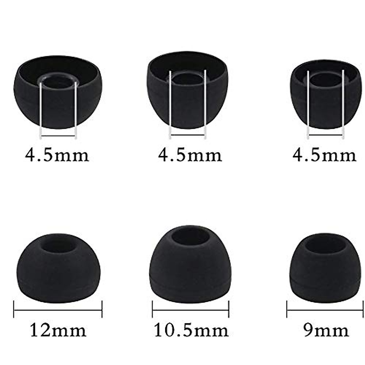 ALXCD Eargel Tip for Level U Pro, SML 6 Pair Anti-Slip Durable Silicone Replacement Ear Tip Earpads, Fit for Level U Pro (6 Pair)[Black]