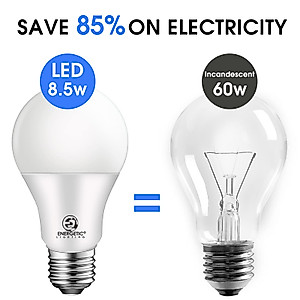 E ENERGETIC LIGHTING A19 Daylight LED Bulbs, 8.5W Llight Bulbs 60 Watt Equivalent, Non-dimmable, 6 Packs