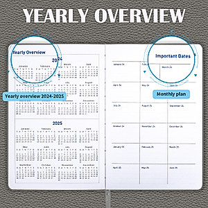 2024-2025 Leather Planner Weekly and Monthly,18 Months Calendar book,2024 Academic Planner From Jan. 2024 - Jun. 2025,2024 Appointment Book,Daily Agenda,Yearly Teachers Planner(5.7 X 8.3" Grey)
