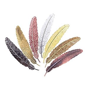 7 Pieces Metal Feather Bookmarks Assorted Metal Bookmark Feather Shape Book Marker for Adults and Kids (1 Set)
