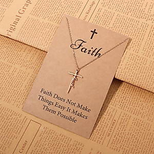 SANNYRA Faith Faith Necklace Rose Gold Plated Faith Pendant Necklace Religious Personalized Jewelry Gift for Women