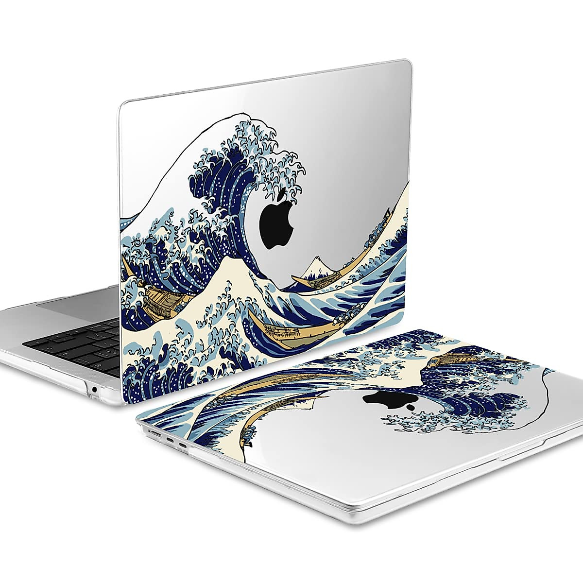 MEEgoodo for MacBook Air 13.6 inch Case 2022 New A2681 with M2 Chip, Clear Case for MacBook Air M2 with Retina, Laptop Hard Shell Cases with Keyboard & Webcam Cover & Screen Protector, Great Wave