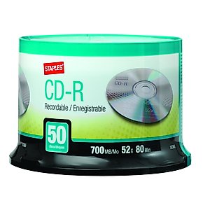 Staples 50/Pack 700MB CD-R, Spindle