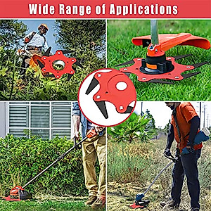 NeJesZoe Steel Trimmer Head, Upgraded 6 Teeth Razors Trimmer Head, Weed Eater Blades Metal with Universal Adapter Kits, 65Mn Professional Steel Razor Blade Cutter Replacement for String Trimmers