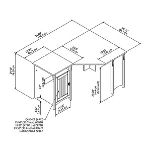Bush Furniture Salinas 55 Inch W Corner Desk with Storage Cabinet, Cape Cod Gray (SAD155CG-03)