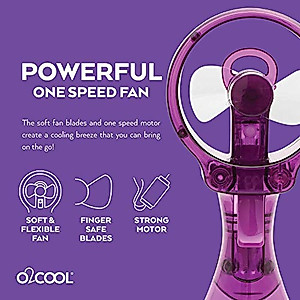 O2COOL Deluxe Handheld Battery Powered Water Misting Fan (Purple) Batteries Included