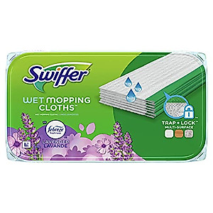 Swiffer Sweeper Wet Mopping Pad Refills for Floor Mop with Febreze Lavender Scent, 12 Count (Packaging May Vary)