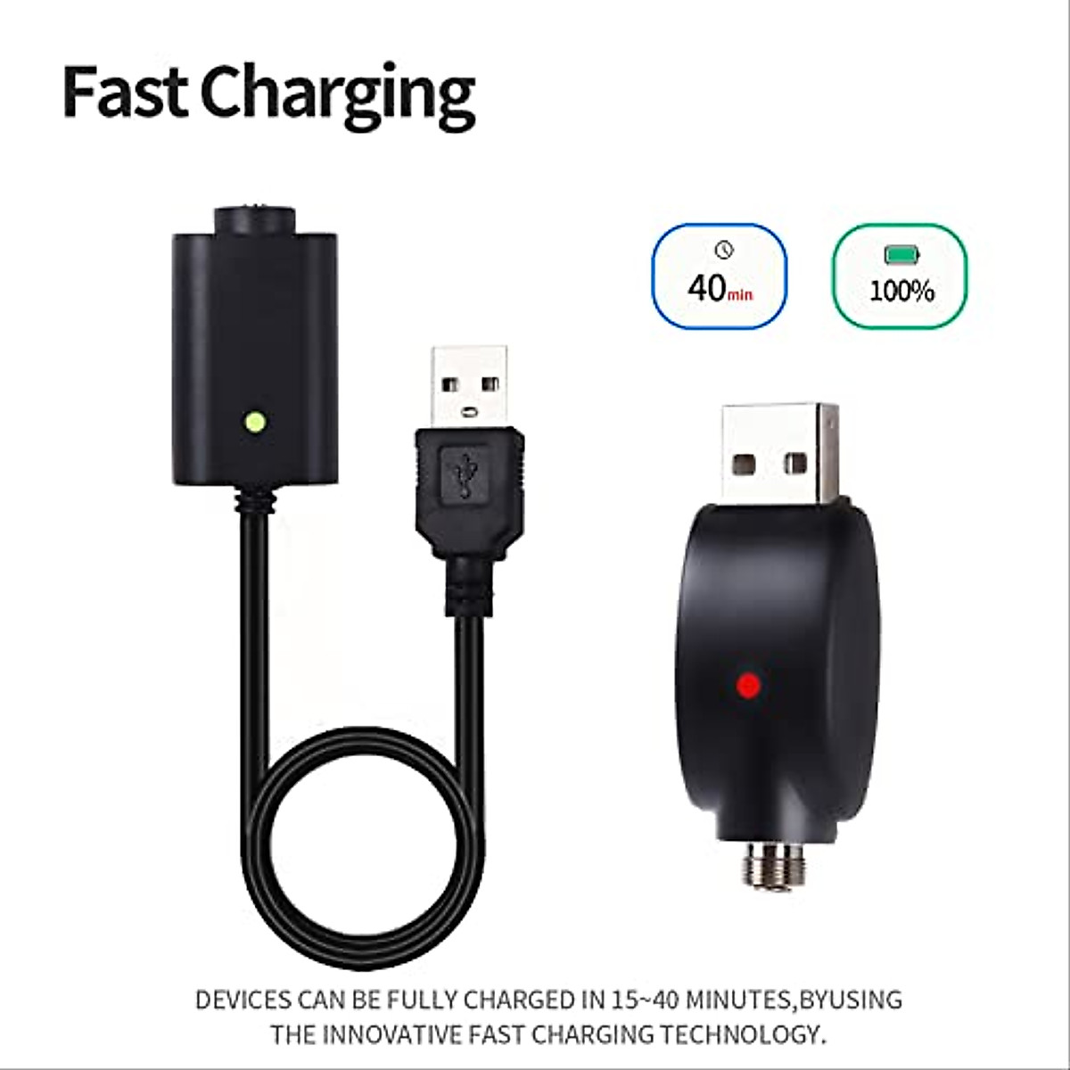 USB Thread Charger Cable | 3 PCS | Built - in LED Indicator | Compatible for Portable USB Charger Adapter | Intelligent Overcharge Protection |