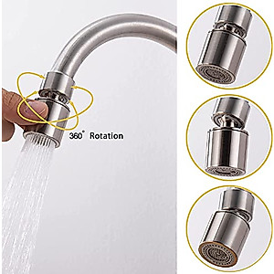 Wall Mount Kitchen Faucet 8 Inch Faucet Brushed Nickeled Faucet for Kitchen, with Spray Gun and 2 Water Jet, Swivel 360° spout Wall Faucet, Wall mounting Kitchen Faucet
