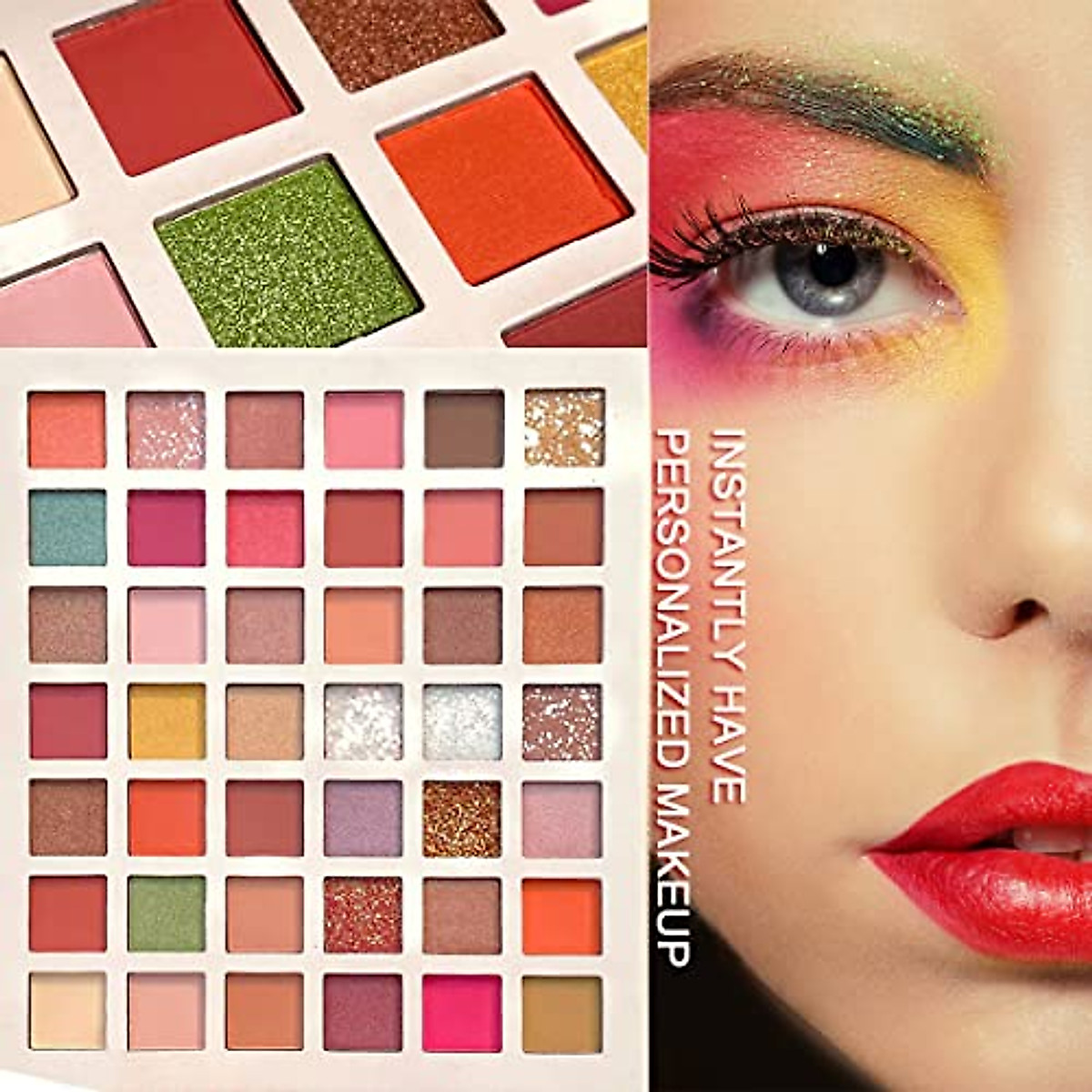 KAIQIKAIXI 42 Colors Eye shadow Palette Eye Makeup Neon Eyeshadow Palette Pallet Matte Colorful Shimmer Metallic Bright Color Pigmented Highlight Cosmetics