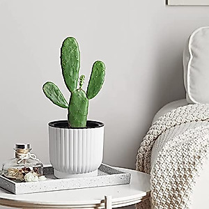 T4U 6 Inch Self Watering Pots for Indoor Plants, 6 Pack White Plastic Flower Pots for All House Plants, Flowers, African Violets