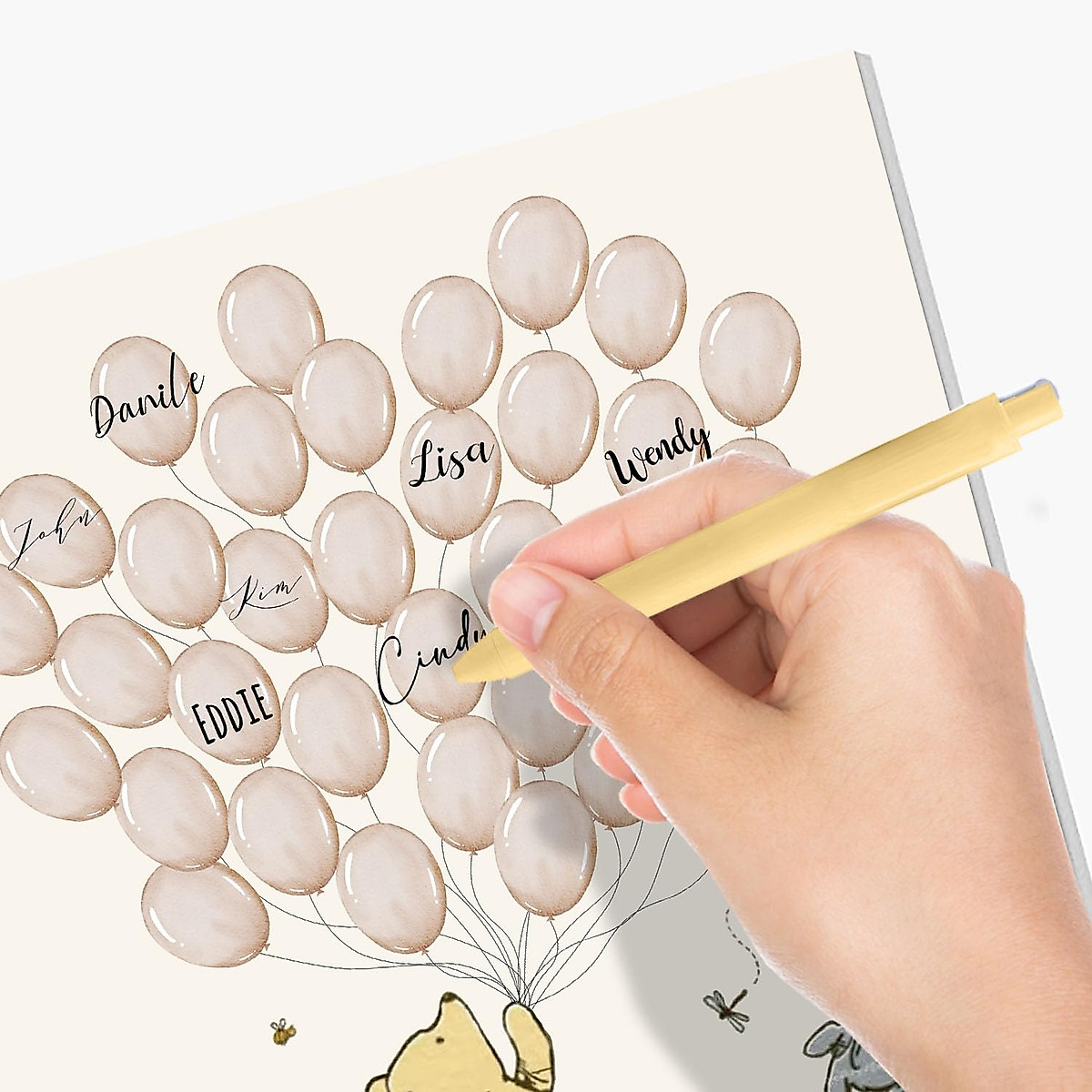 Winnie Baby Shower Decorations-Baby Shower Games-Baby Shwoer Party Decor- Baby Shower Table Sign Centerpieces-Baby Shower Games Pooh Birthday Supplies Party Decorations-Guest Book