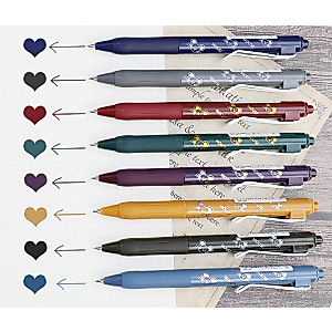 COLNK Colored Gel Pens with Retro Ink Retractable, Premium Vintage Pens for Coloring, Smooth Fine Planner Writing Pens 0.5mm, Assorted Colors, Pack of 8pcs