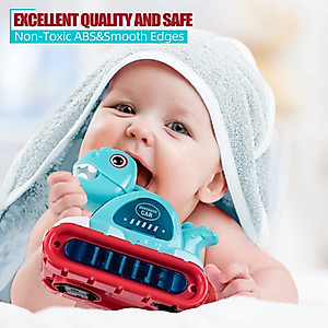 UNIH Baby Toys for 1 Year Old Boy Girl, Musical Dinosaur Car Crawling Developmental Toys with Sounds and Lights Infant Toys for 6 to 12-18 Months