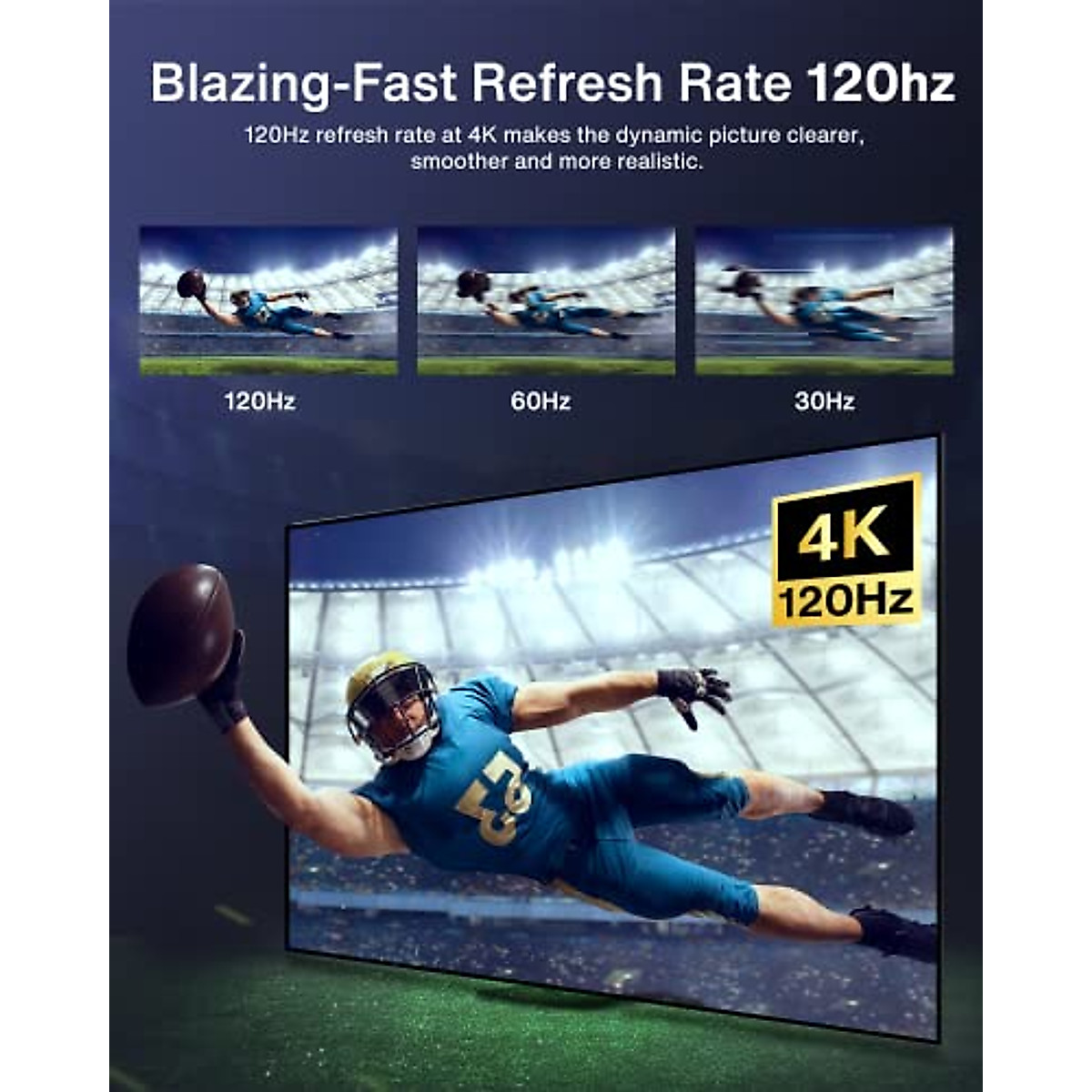 IVANKY 8K HDMI 2.1 Cable 3.3FT/1M, 48Gbps High Speed HDMI 2.1 Cable, 4K@120Hz 8K@60Hz 144Hz HDMI Cable, 7680P, DTS:X, eARC, HDR, HDCP 2.2 & 2.3, for Fire TV/Roku TV/PS4 5/Xbox Series X