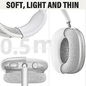 【3 in 1】 Silicone Case for AirPod Max,Clear Soft TPU Anti-Scratch Ear Cups Cover/Ear Pad Case Cover/Headband Cover for AirPods Max,Soft Silicone Accessories Protective Cover for Apple AirPods Max