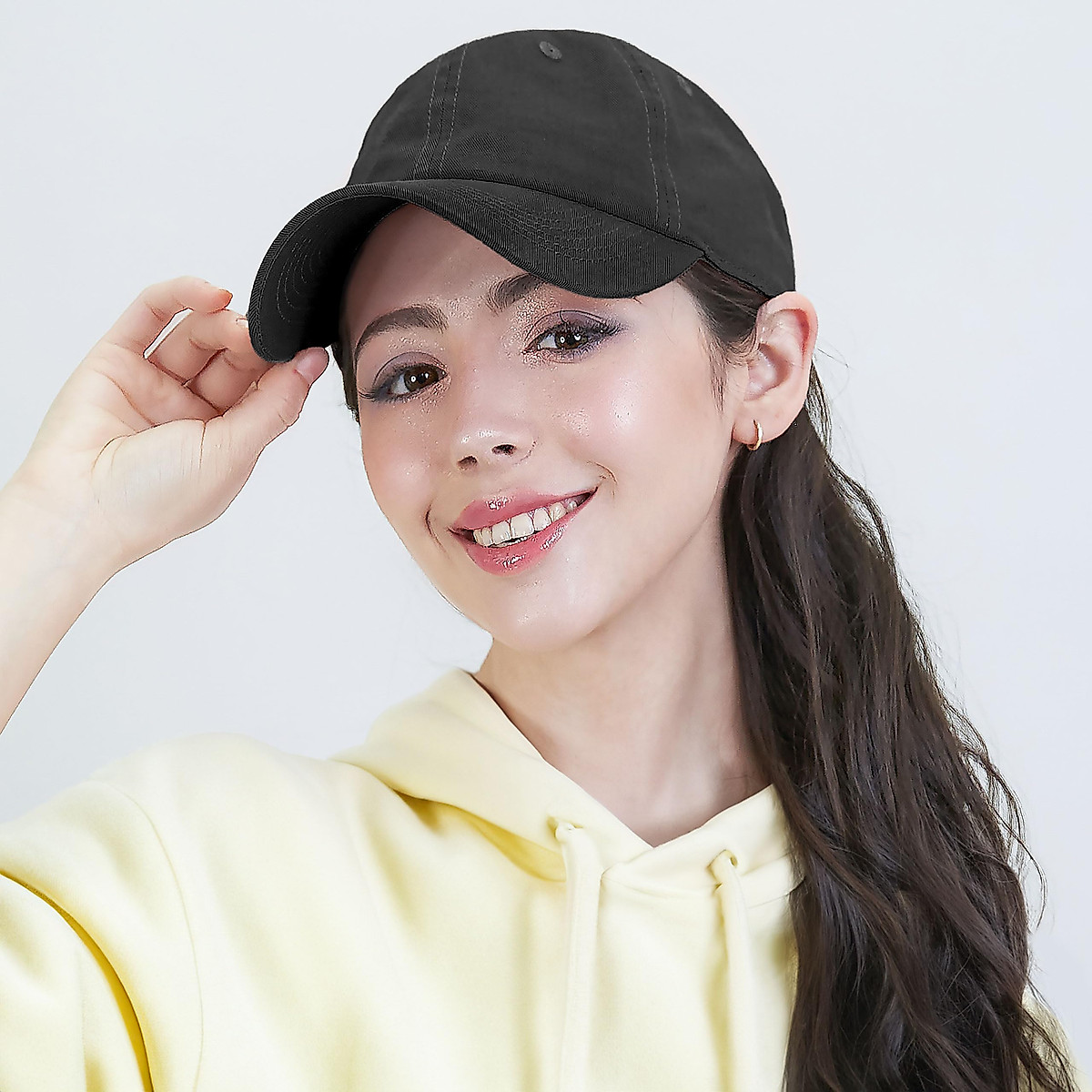 The Hat Depot Unisex Blank Washed Low Profile Cotton and Denim Baseball Cap Hat (Charcoal)