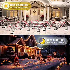 VIHOSE 4 Pack Christmas Solar Outdoor Lights Waterproof Swaying Light LED Firefly Solar Pathway Lights Solar Lights Outdoor with Stake for Garden Yard Patio Xmas Halloween Decorations (Candy Cane)