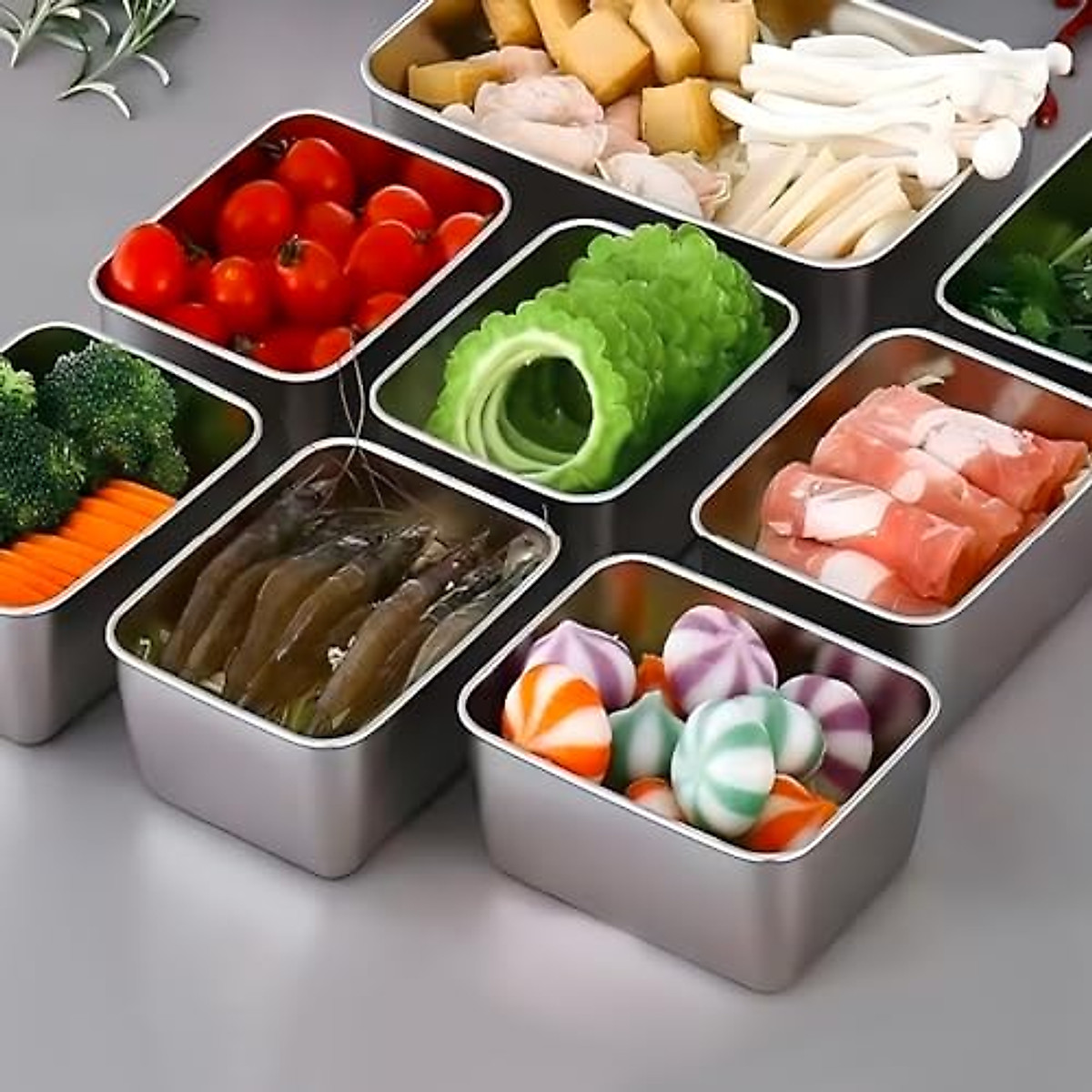 Pujito Stainless Steel Food Storage containers with Lids Snack Containers Food Prep Containers Stackable Small Bowls for Salad, Sandwich, Fruit, Ice Cream (6)
