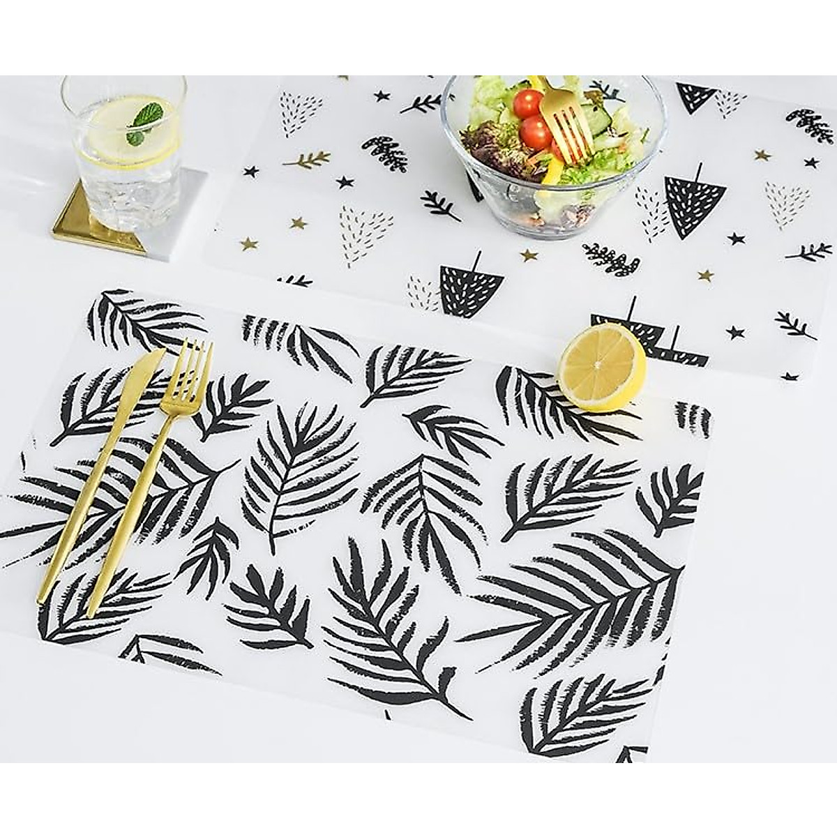 Jacriah Shelf Liner for Kitchen Cabinets Non-Adhesive Leaf Drawer Liner Non-Slip Refrigerator Liner Waterproof Fridge Pad Cupboard Mat Easy Placemats, Ideal for Wire Pantry Bathroom, 17.7"× 47.2"