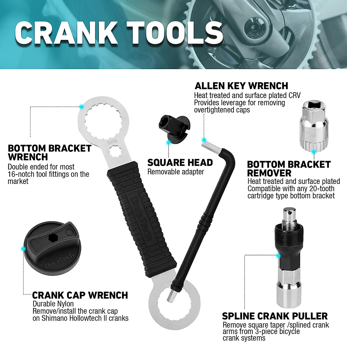 DURATECH 41 Pieces Bike Repair Tools, Complete Bike Tools Kit with Storage Box, Mountain Bike Maintenance Tools, for Mountain, Road, and Park Bicycle with Chain Riveter, Tire Levers, Crank Puller