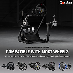 Dardoo Racing Wheel Stand Frame Foldable Fit for Logitech G920 G25 G27 G29 G923, Thrustmaster T80 T150 Driving Force PS4, Adjustable Sim Racing Cockpit Without Steering Wheel Shifter and Pedal