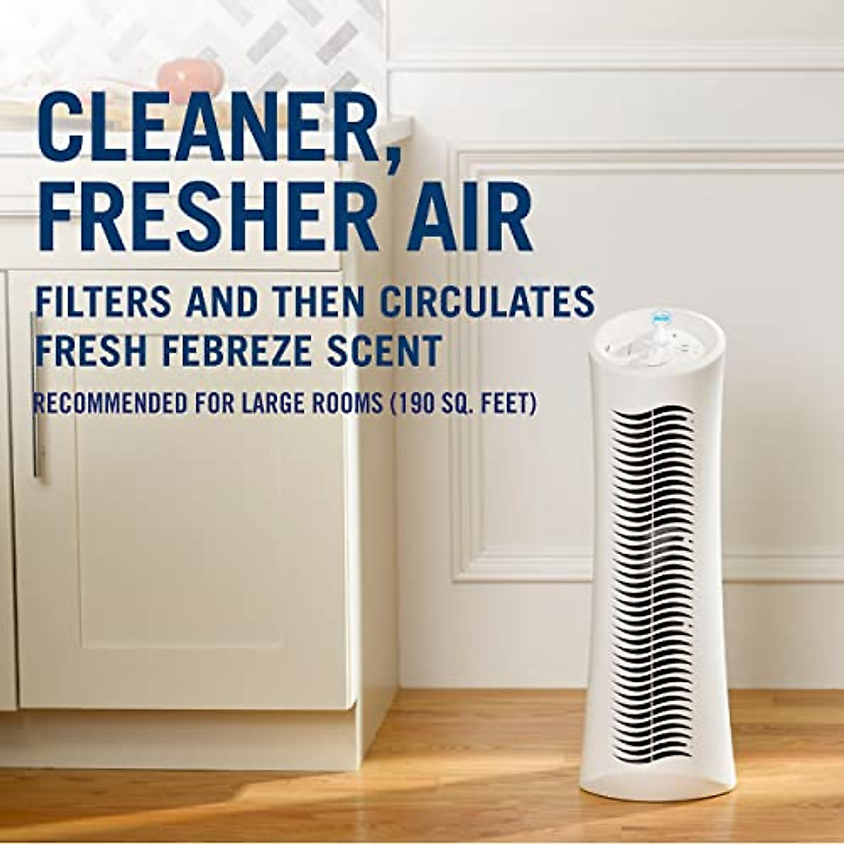 Febreze HEPA-Type Tower, Medium to Large Room Air Purifier, 25" x 10.2" x 8", White