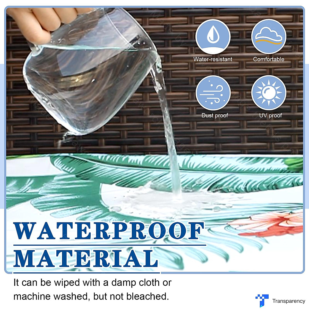 Patio Bench/Swing Cushion Cover，Water-Resistant Outdoor Bench/Settee Cushion Slip Cover， Protection Outdoor Furniture Cushion Slipcover with Zipper（Replacement Cover Only） (48 * 18, Hawaii)