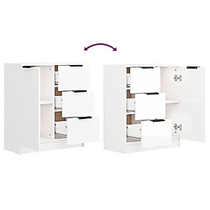 vidaXL Sideboard High Gloss White 23.6"x11.8"x27.6" Engineered Wood