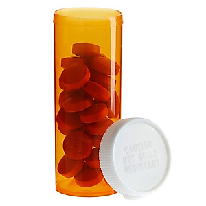 Juvale 50 Pack Empty Pill Bottles with Caps for Prescription Medication, 6-Dram Plastic Medicine Containers (Orange)