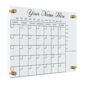 Personalized Acrylic Calendar for Wall - Ships Next Day, Made in America, Clear Dry Erase Planner for Home, Office, & Family, Glass Calendar Alternative, Easy to Clean (Clear - 16x20)