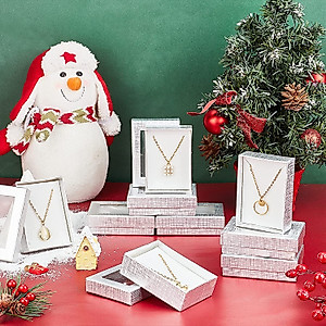 NBEADS 30PCS Silver Gift Boxes Presentation Box with Padding - Birthday Gift Box - Nail Packaging Boxes Cardboard Jewelry Boxes 3.54"x2.56"x1.1" for Christmas Packaging