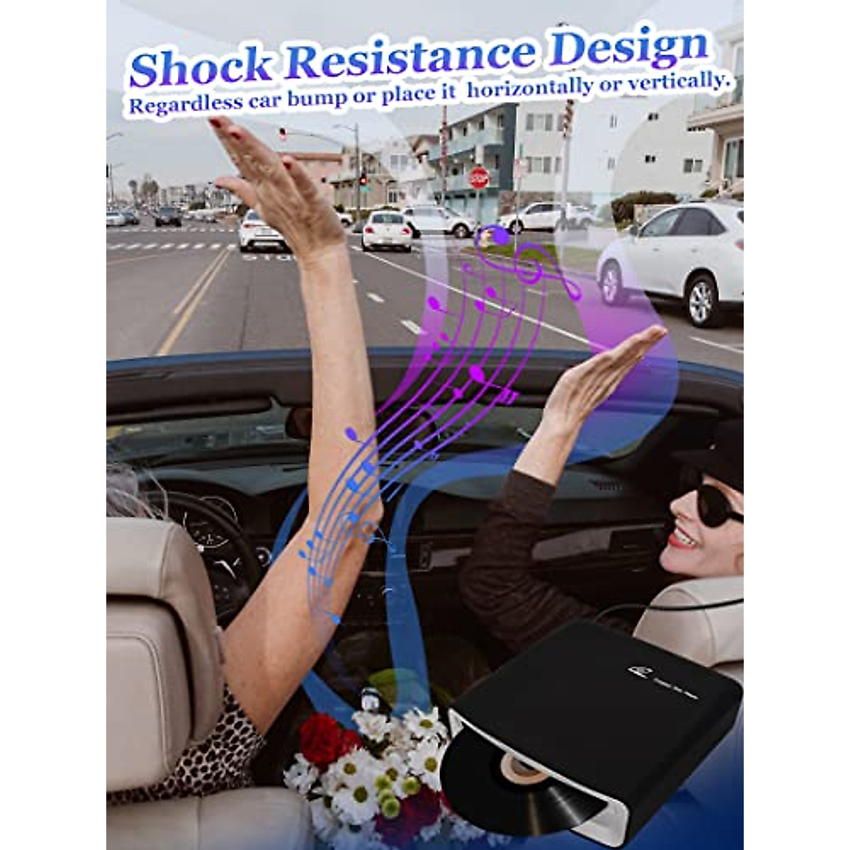 External Universal CD Player for Car - LEHWEY Portable CD Player with Extra USB Extension Cable, Plugs into Car USB Port, Laptop, TV, Mac, Computer, for Android 4.4 and Above Navigation