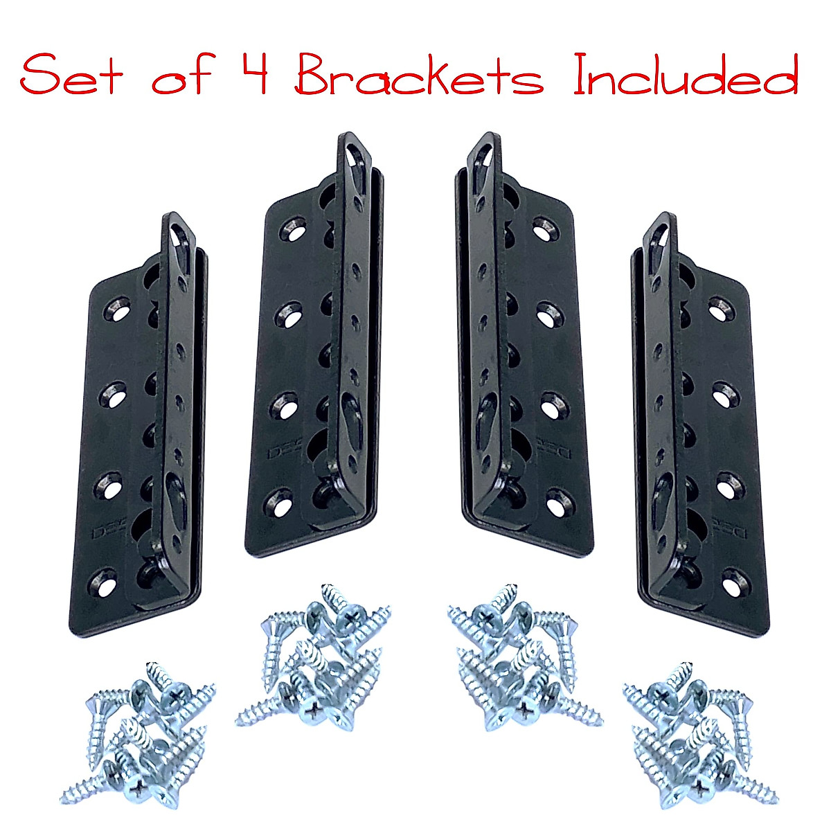 Set of 4 - No Mortise Bed Frame Brackets - Connects Headboard & Footboard to Side Rails - Screws & Instructions Included
