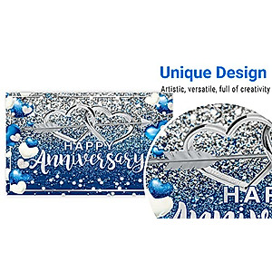 Funnytree Blue Happy Anniversary Backdrop Romantic Love Couple Cheers to 1 10 Years 50th Wedding Birthday Party Decorations Supplies Favors Gifts Photo Booth Props Background