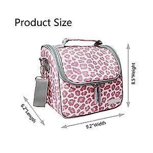 Kindness Footprint Lunch Bag Insulated Lunch Box Detachable Adjustable Strap… (Leopard Pink)