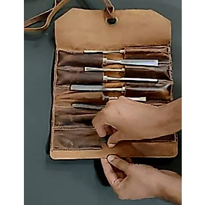 Leather Tool Roll Up Pouch - Leather Tool Wrench Roll/Chisel Bag by RUSTIC TOWN