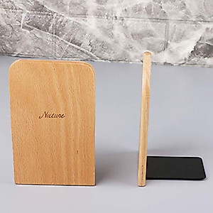 tegongse 1Pc Book Ends, Walnut Wood Bookends, Non-Skid Bookend Supports, Book Stopper for Books/Movies/CDs/Video Games