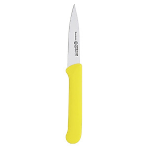 Messermeister Petite Messer 3” Spear Point Parer with Matching Sheath, Yellow - German 1.4116 Stainless Steel & Ergonomic Handle - Lightweight, Rust Resistant & Easy to Maintain